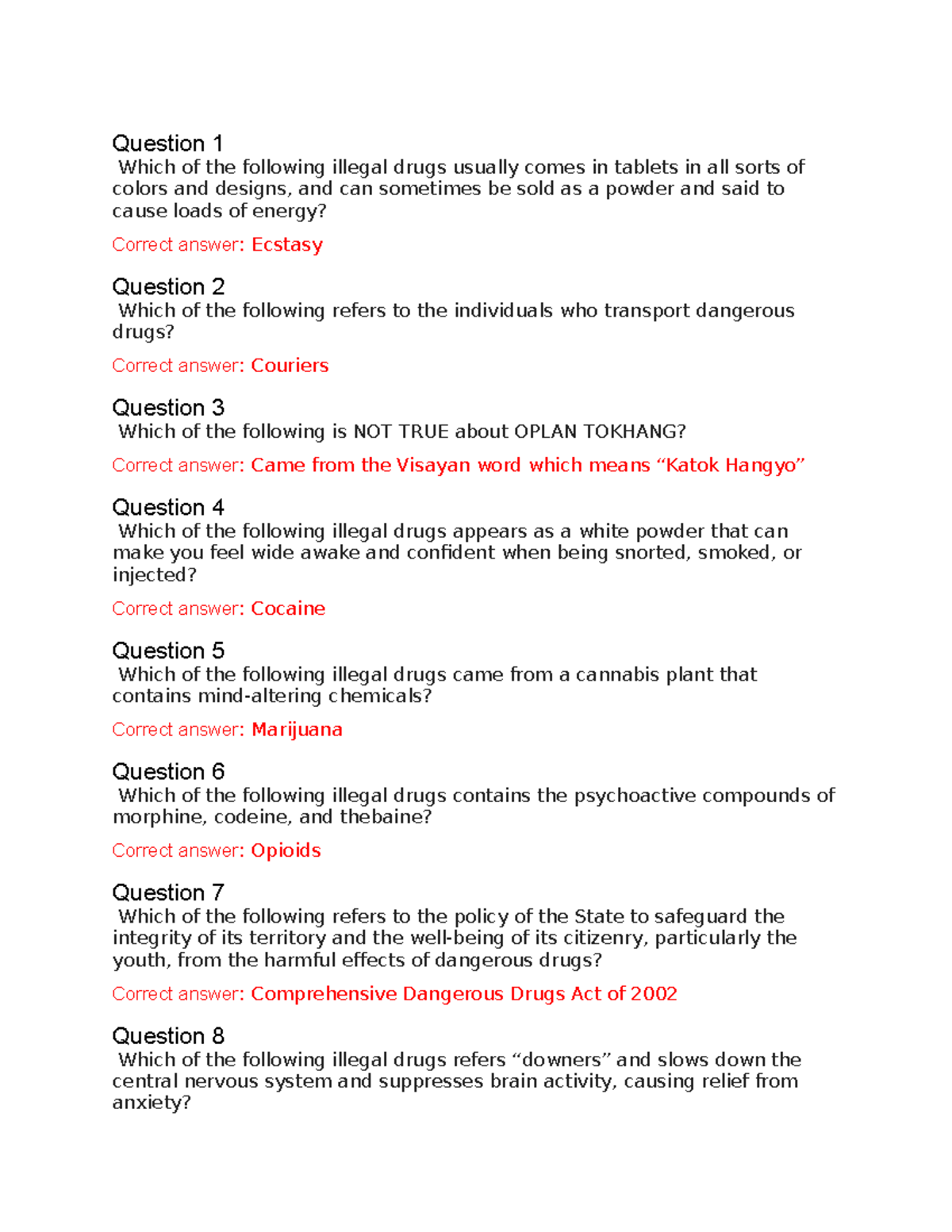 NSTP 04QUIZ - 04 Drug Abuse Education - Question 1 Which of the ...