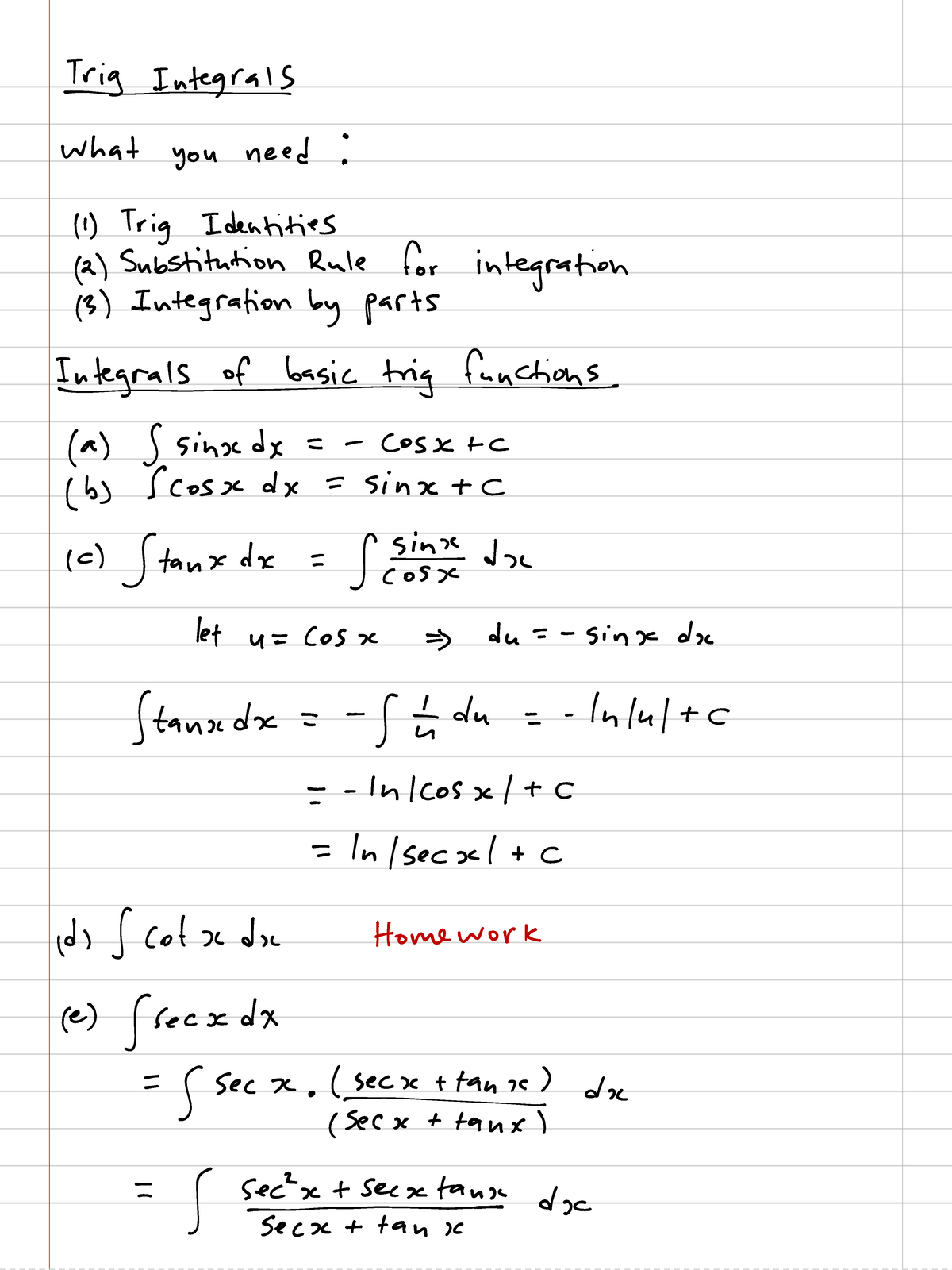 9 - Trig Integrals - Uct - MAM2004H - Studocu