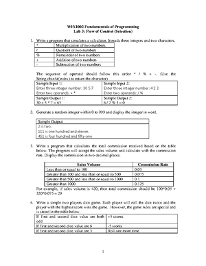 WIX1001 Tutorial 1 Problem Solving In Programming - Fundamental of Programming - Studocu