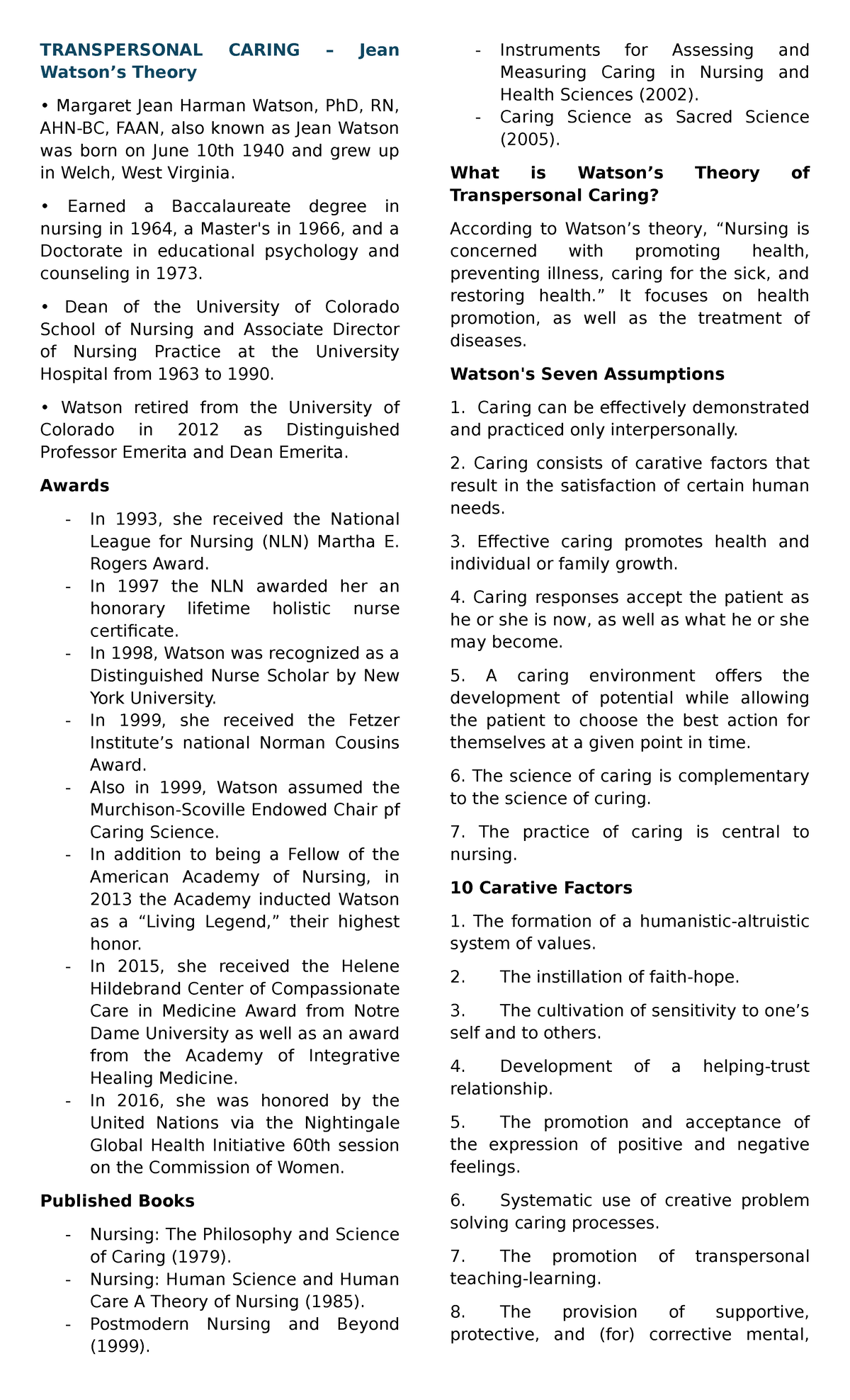 TFN- Reports- Reviewer - TRANSPERSONAL CARING – Jean Watson’s Theory Margaret Jean Harman Watson ...