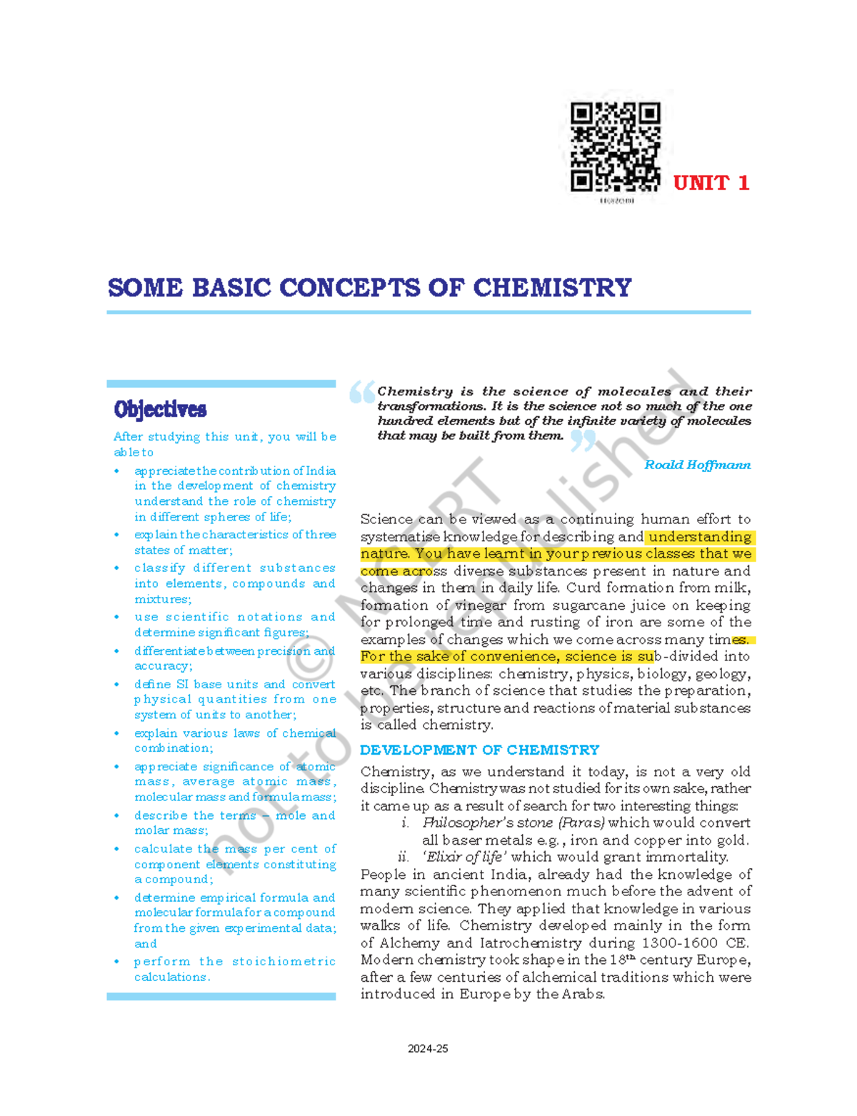 Kech101 - NCERT - UNIT 1 SOME BASIC CONCEPTS OF CHEMISTRY Science can be viewed as a continuing ...