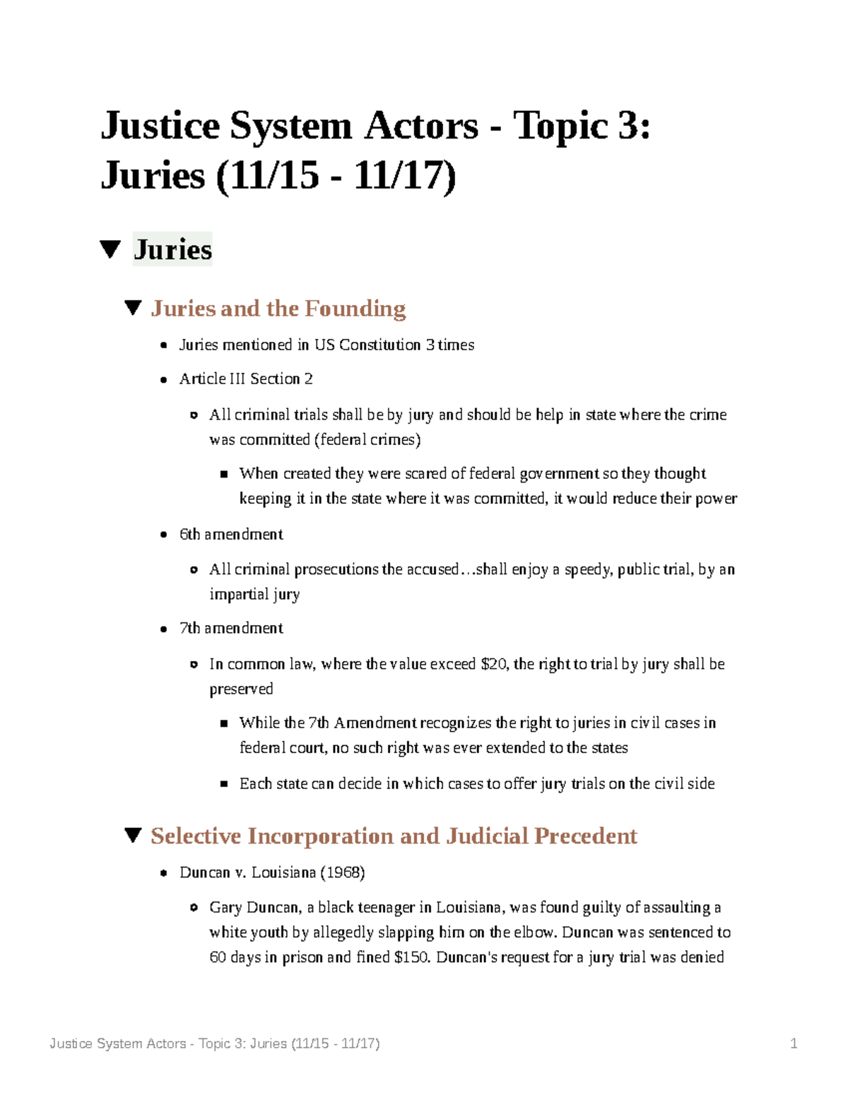 Justice System Actors - Topic 3 Juries - . enjoy a speedy, public trial ...