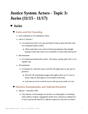 Justice System Actors - Topic 3 Judges - Studocu