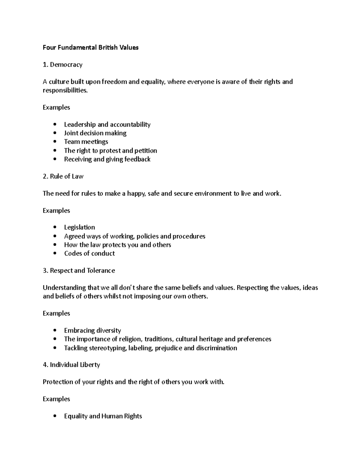 Values-and-formality - Four Fundamental British Values Democracy A ...