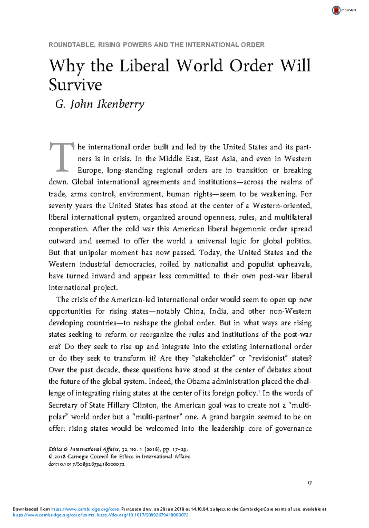 Why the liberal world order will survive - ROUNDTABLE: RISING POWERS ...