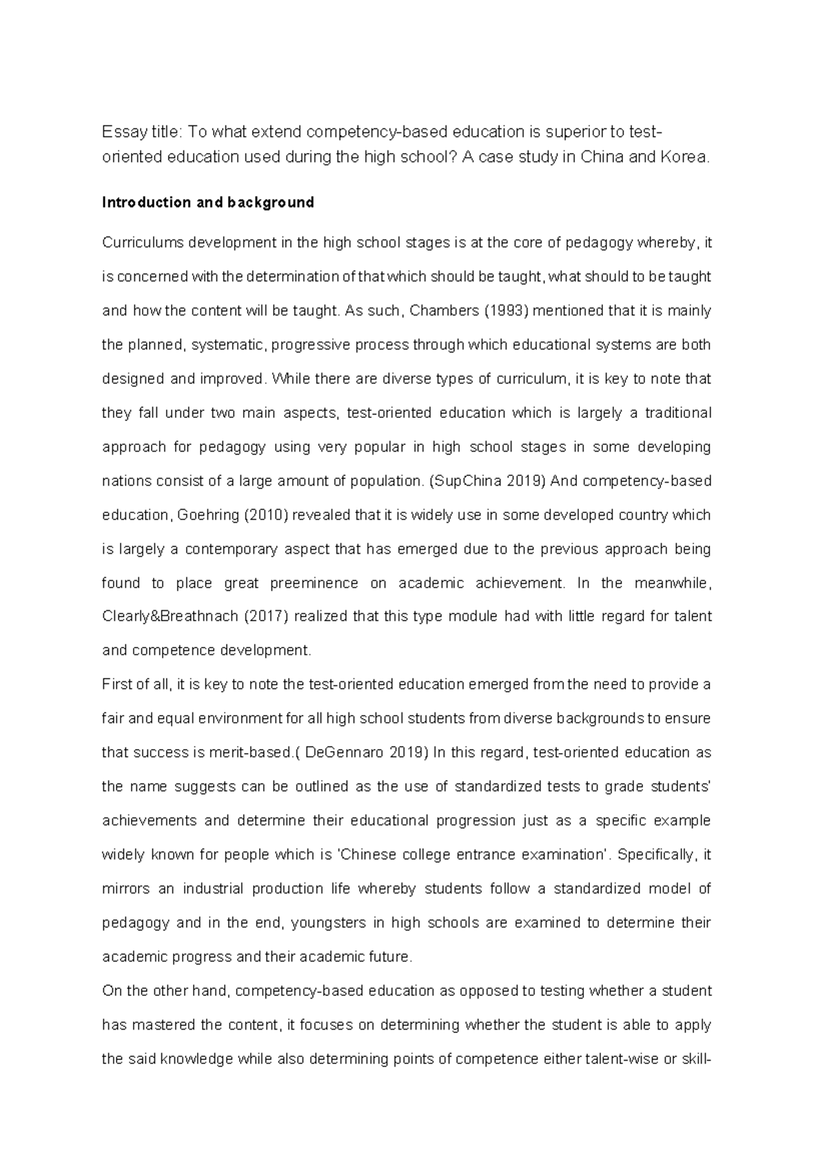 Final ER essay - Essay title: To what extend competency-based education ...