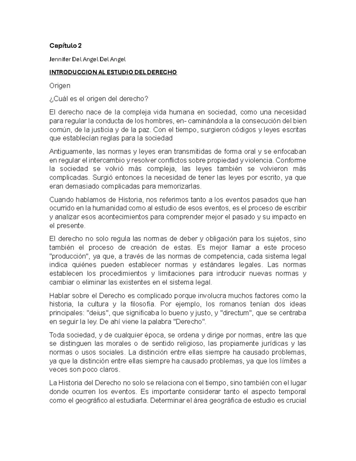 C2 la historia y el origen del derecho - Capítulo 2 Jennifer Del Angel ...
