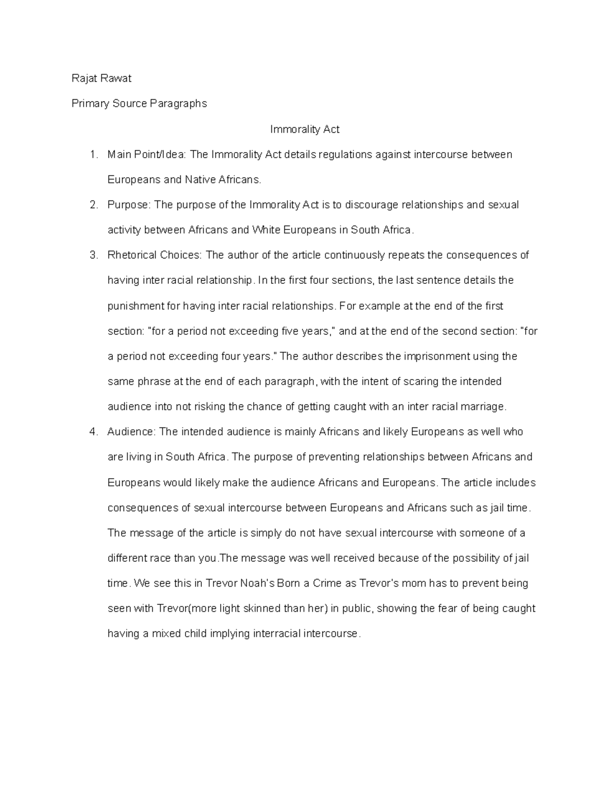 Lang Paragraph (Primary source analysis of Immorality Acts) - Rajat ...