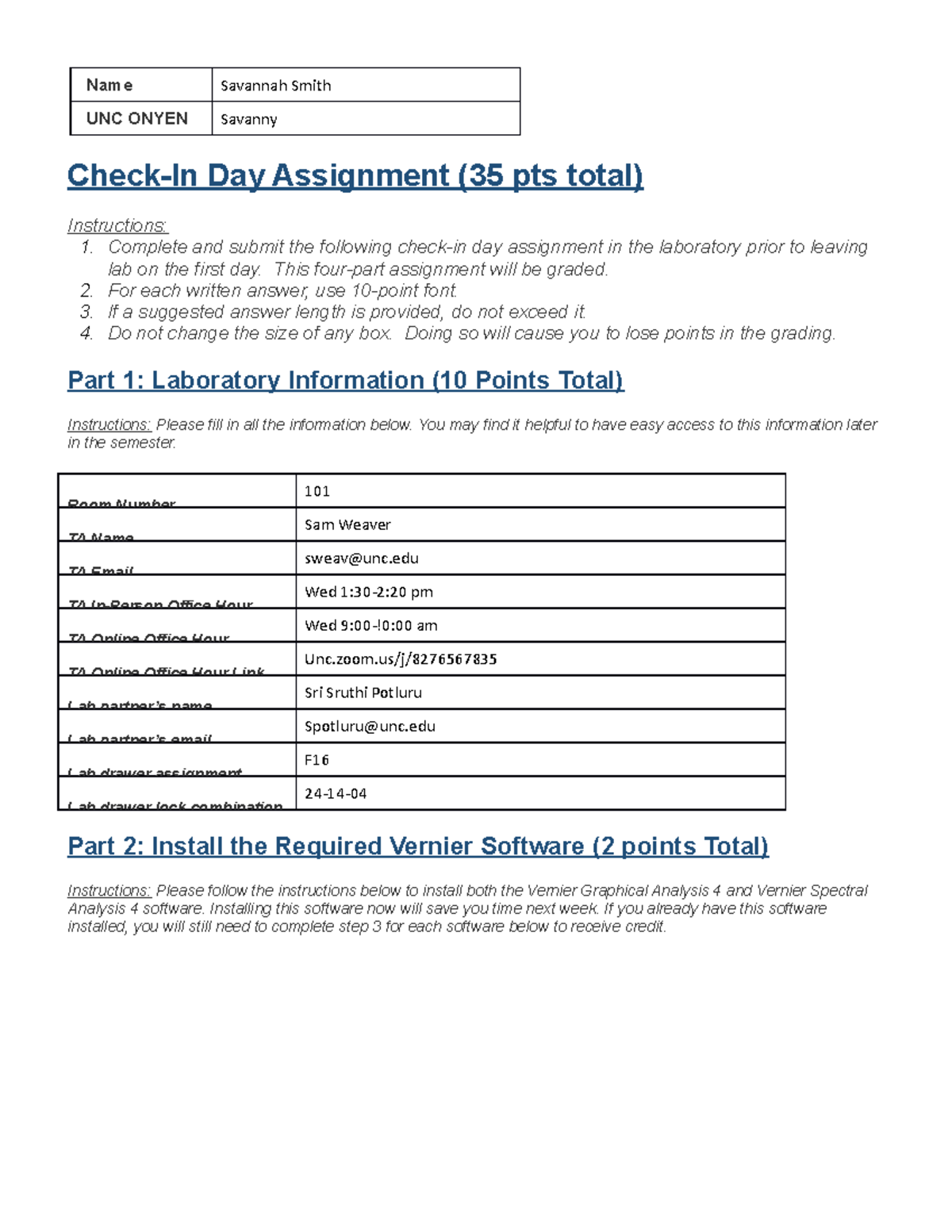 Exp+0+Check-In+Day+Assignment-1 - Name Savannah Smith UNC ONYEN Savanny ...
