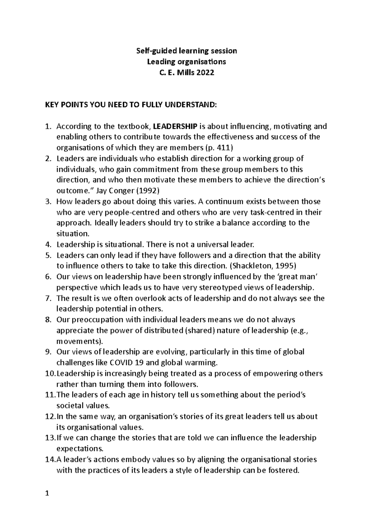 WEEK 5 Self-guided learning session Leading organisations - Self-guided ...