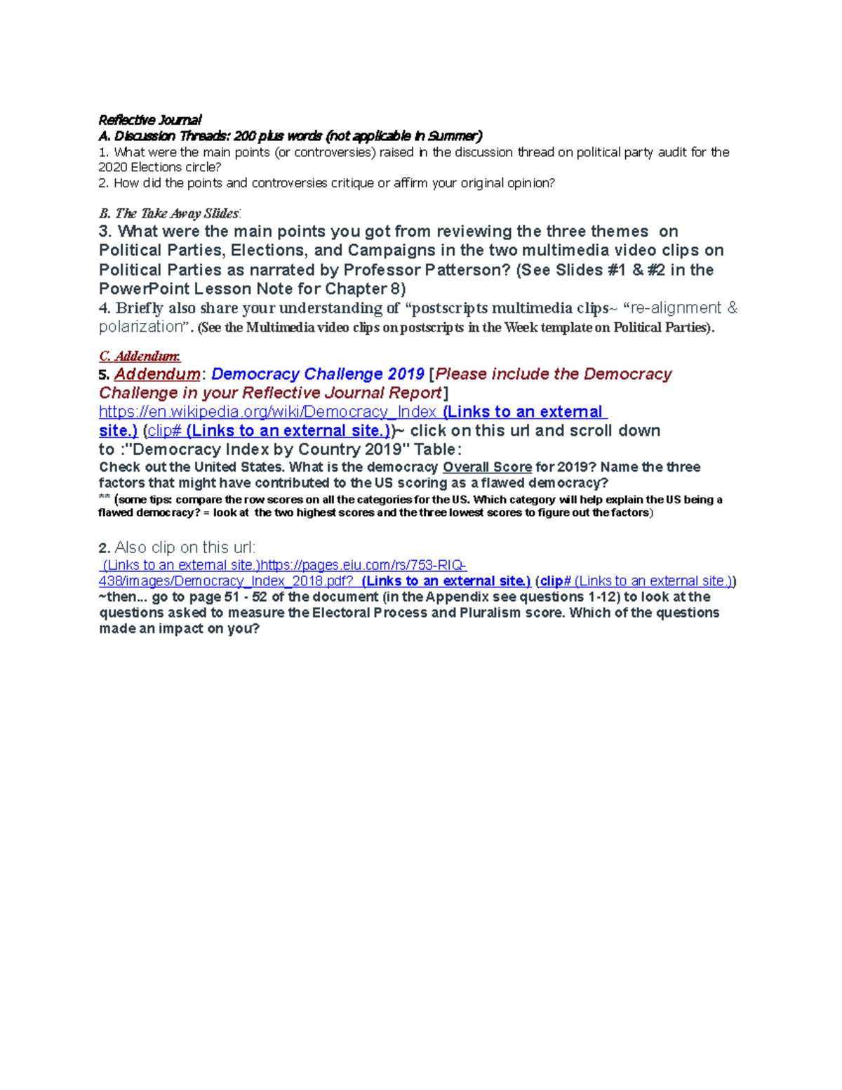 Week 9 Reflective Journal- Political parties, Elections and campaignes ...