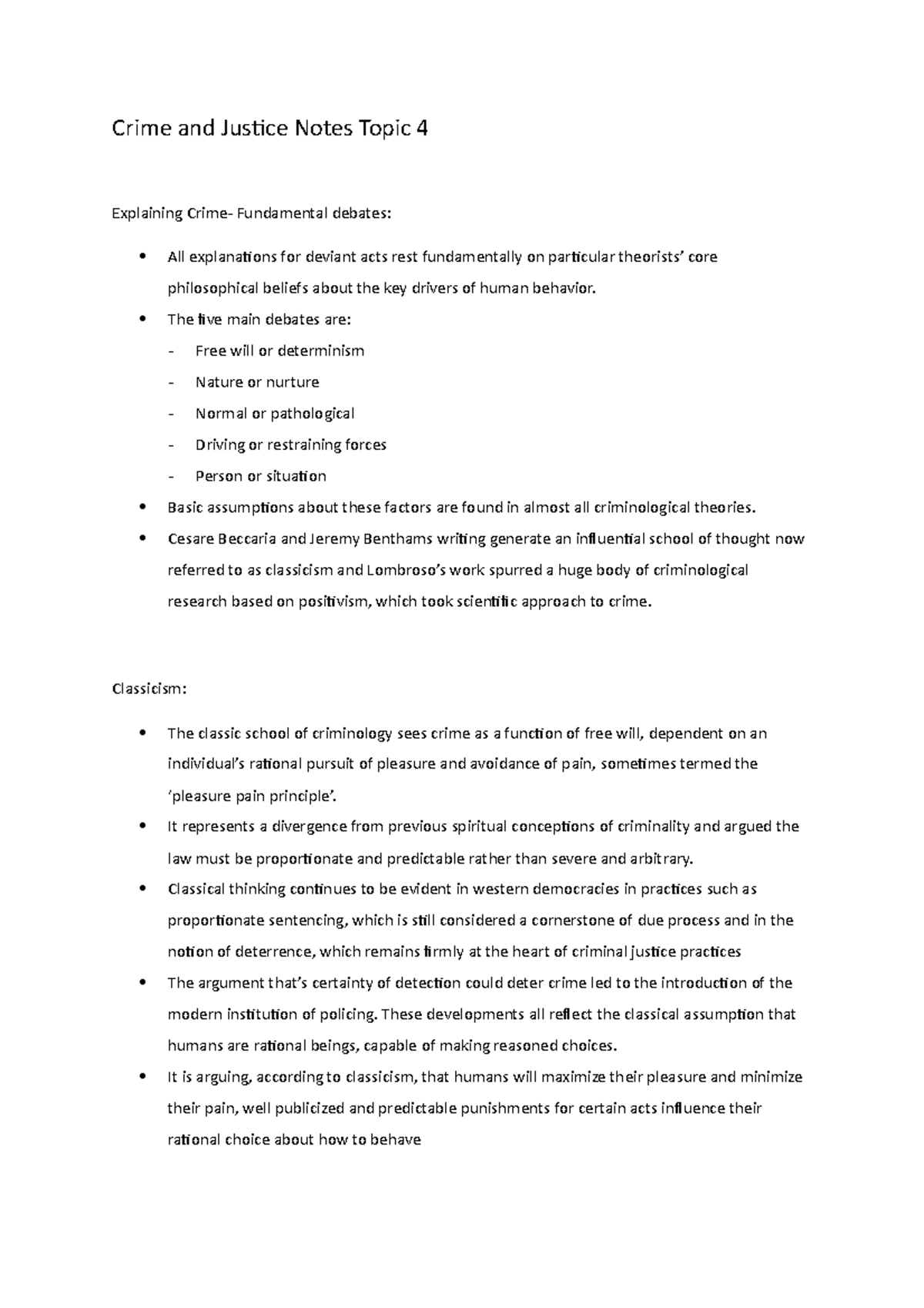 Crime and Justicet Topic 4 notes - Crime and Justice Notes Topic 4 ...