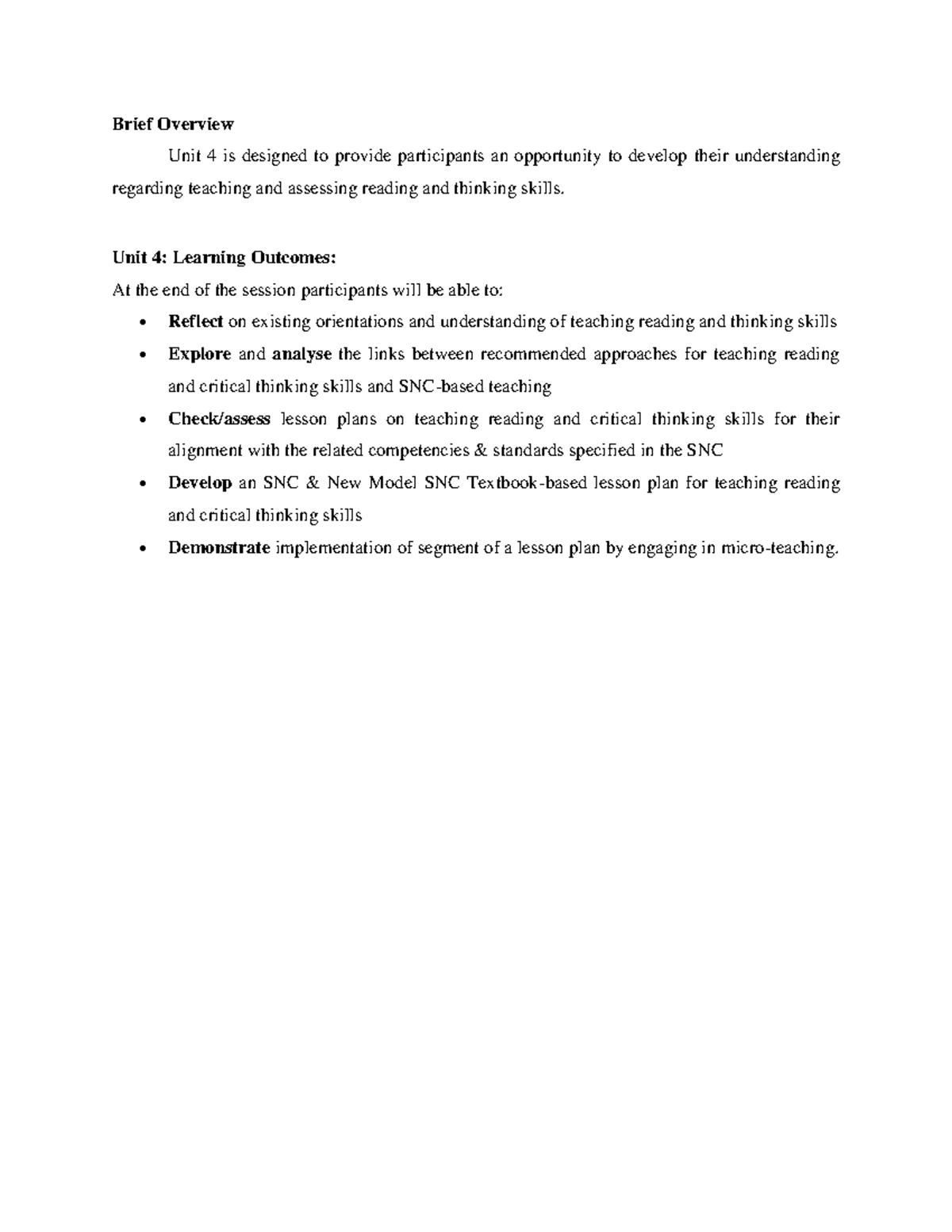 LMS Day 4 overview key points - Brief Overview Unit 4 is designed to ...