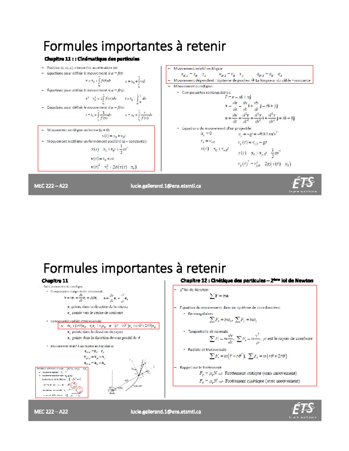Formules - MEC222 - Studocu