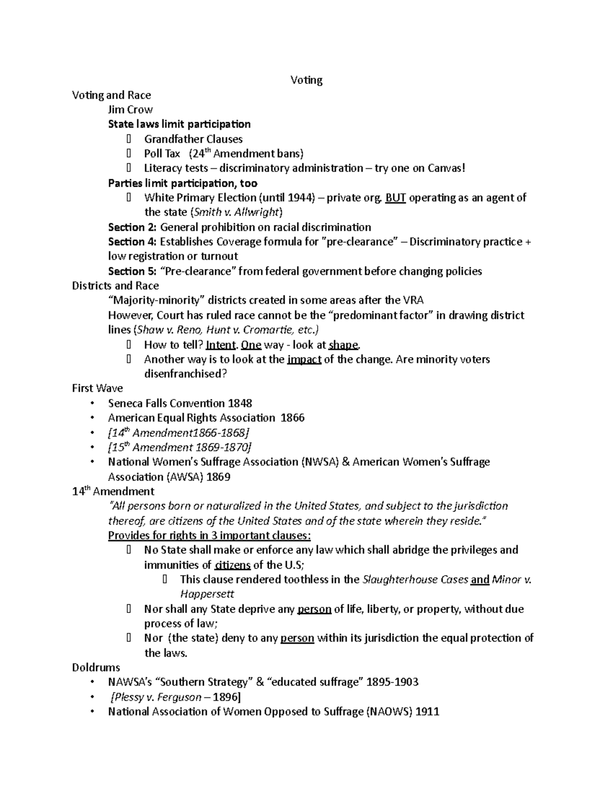 Voting - Notes from the US Constitution, its Interpretation, and the ...