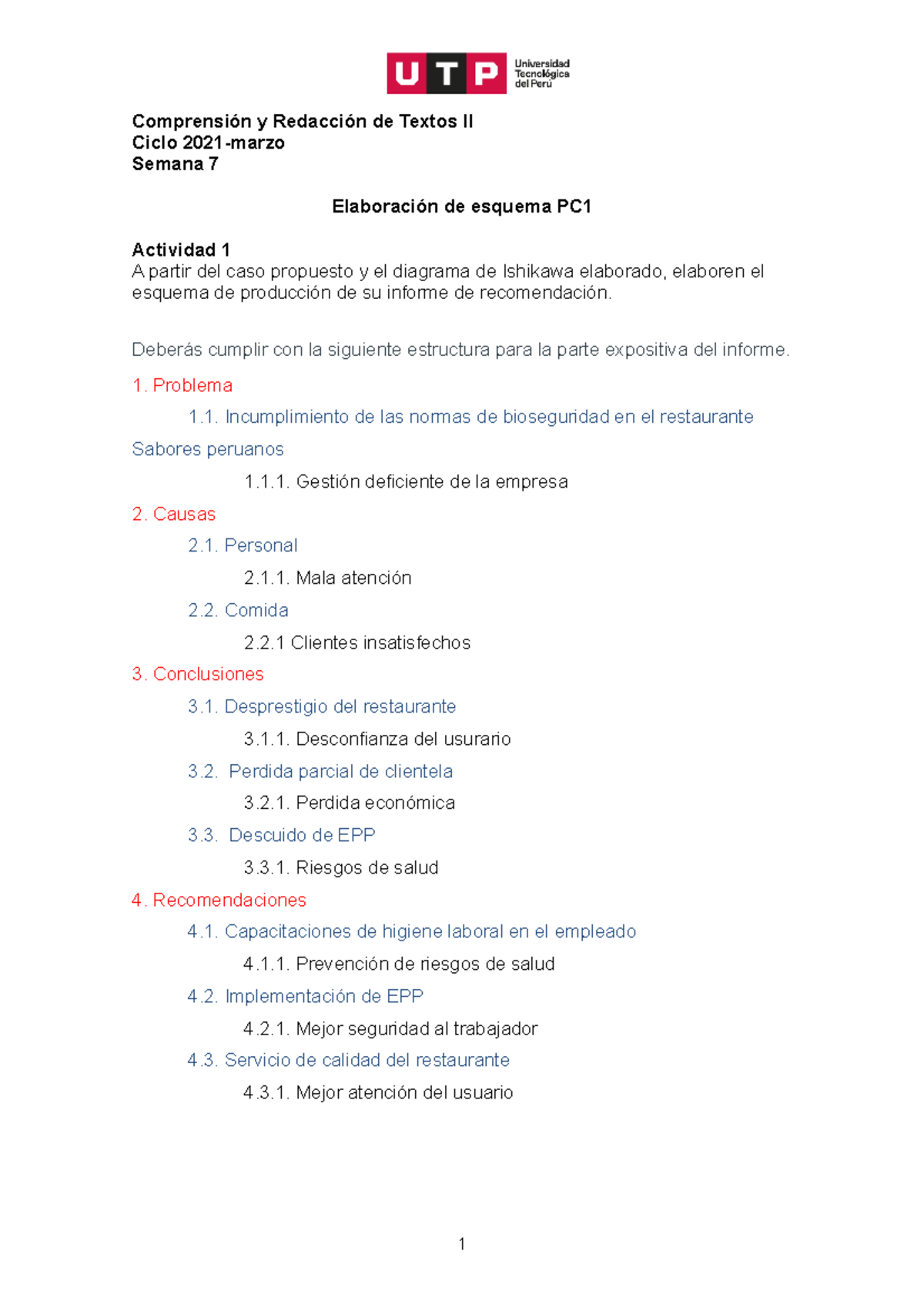 S07.s1 - Resolver ejercicio 2- Esquema para la PC1 finalizada - Comprensión y Redacción de ...