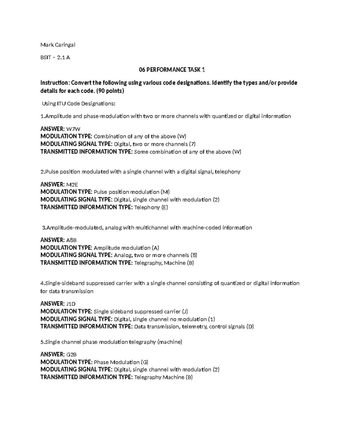Perf - bsjsksk - Mark Caringal BSIT – 2 A 06 PERFORMANCE TASK 1 instruction: Convert the ...