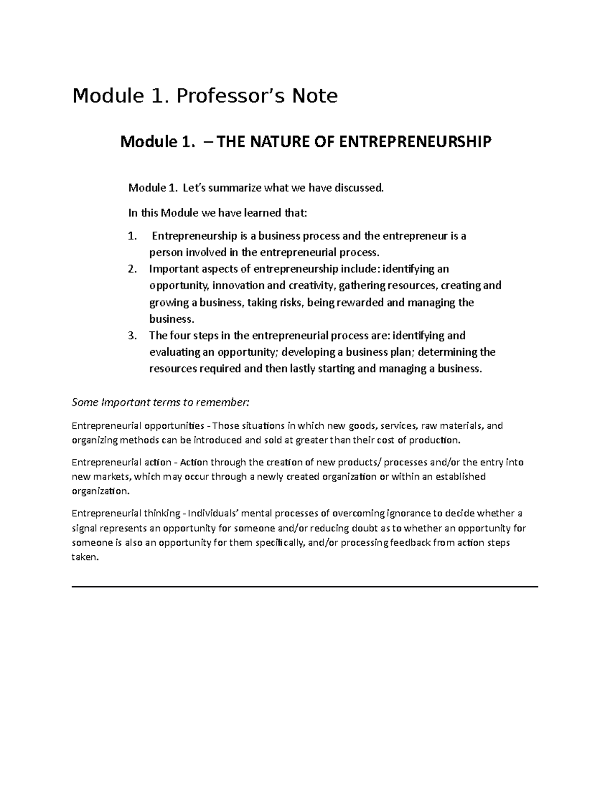 Module 1 Professor's Note - Module 1. Professor’s Note Module 1. – THE ...