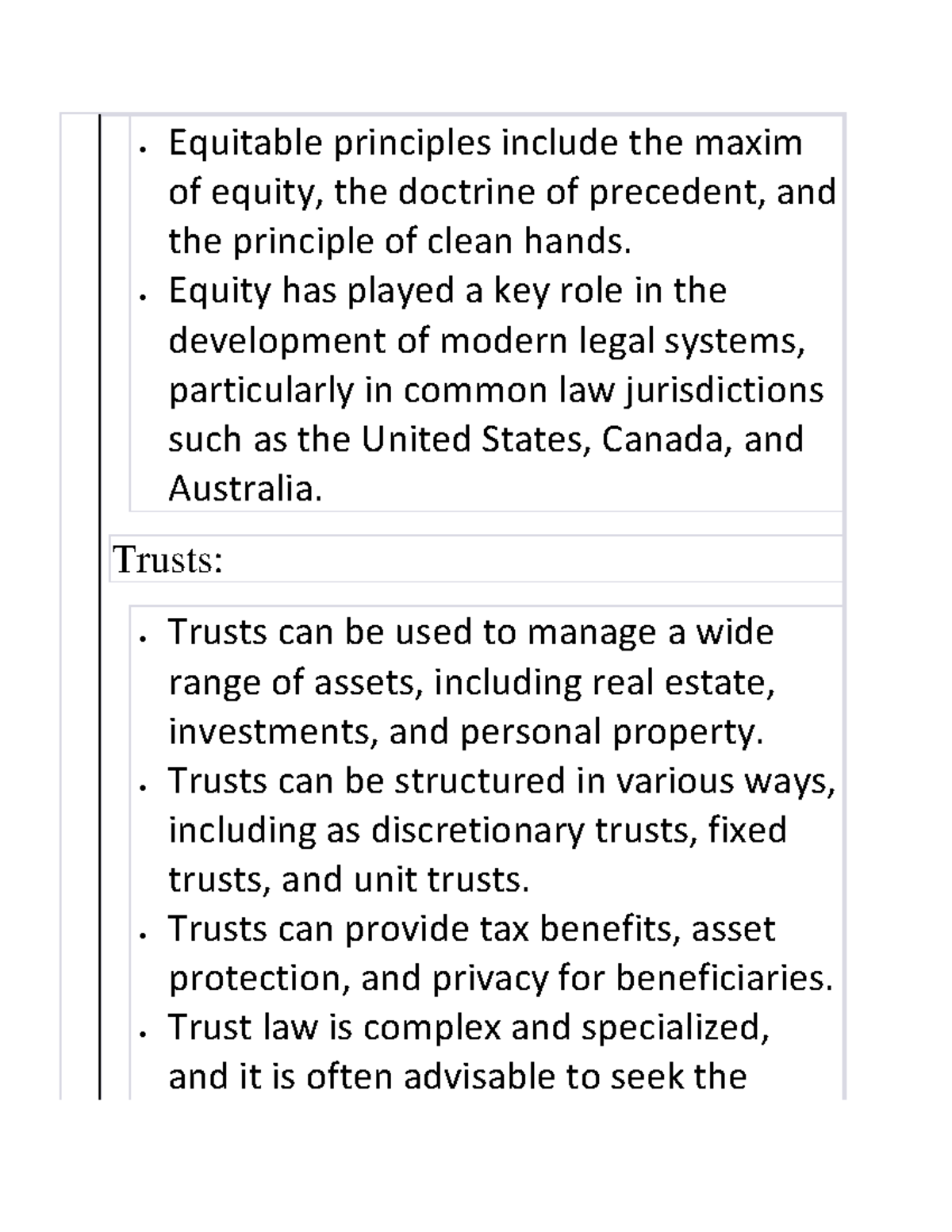 Equity 4-end - Equations full notes - Equitable principles include the ...