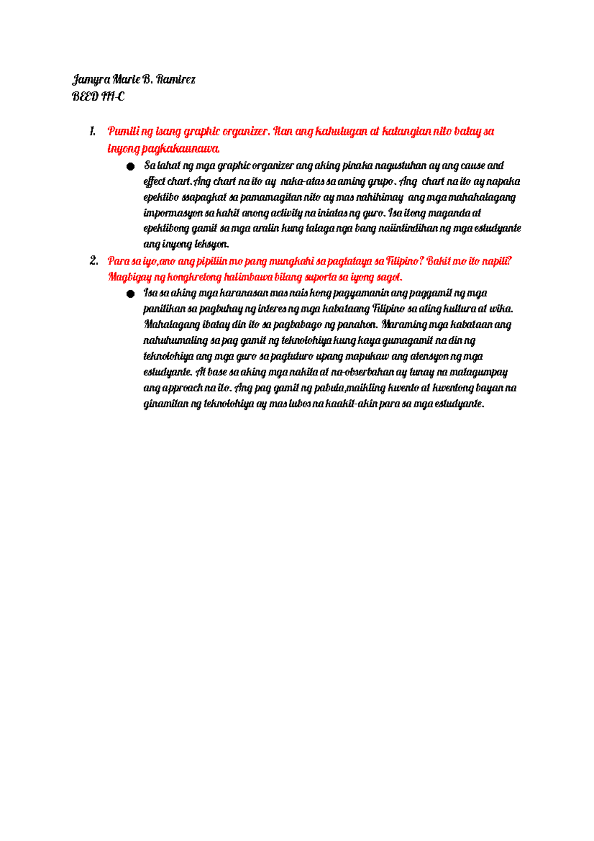 Jamyra Marie B - A small summary of the lesson. - Jamyra Marie B ...