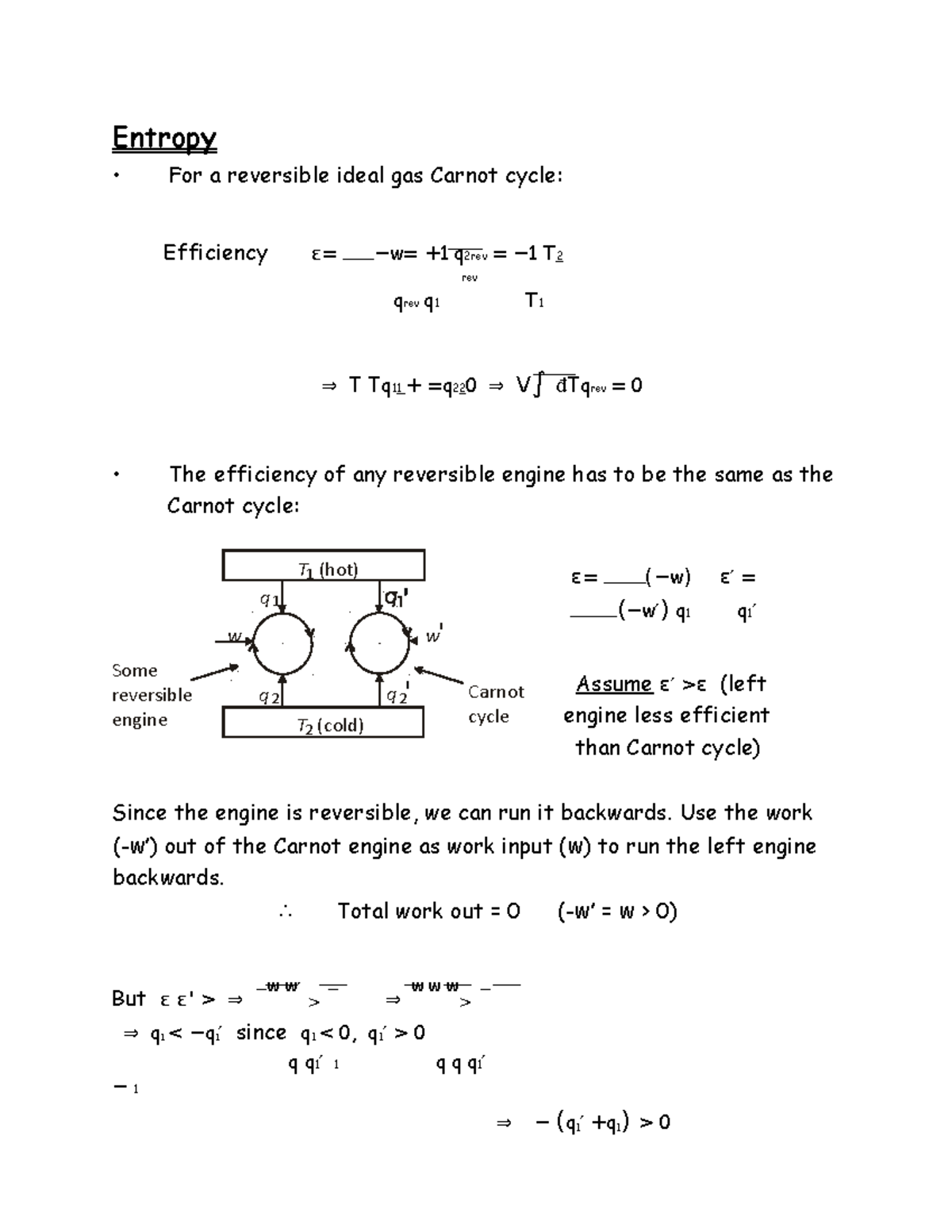 Entropy - Entropy For a reversible ideal gas Carnot cycle ...