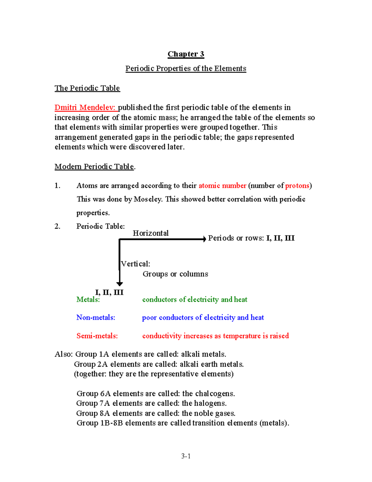 General Chemistry I - Chapter #3 Lecture Notes - Chapter 3 Periodic ...