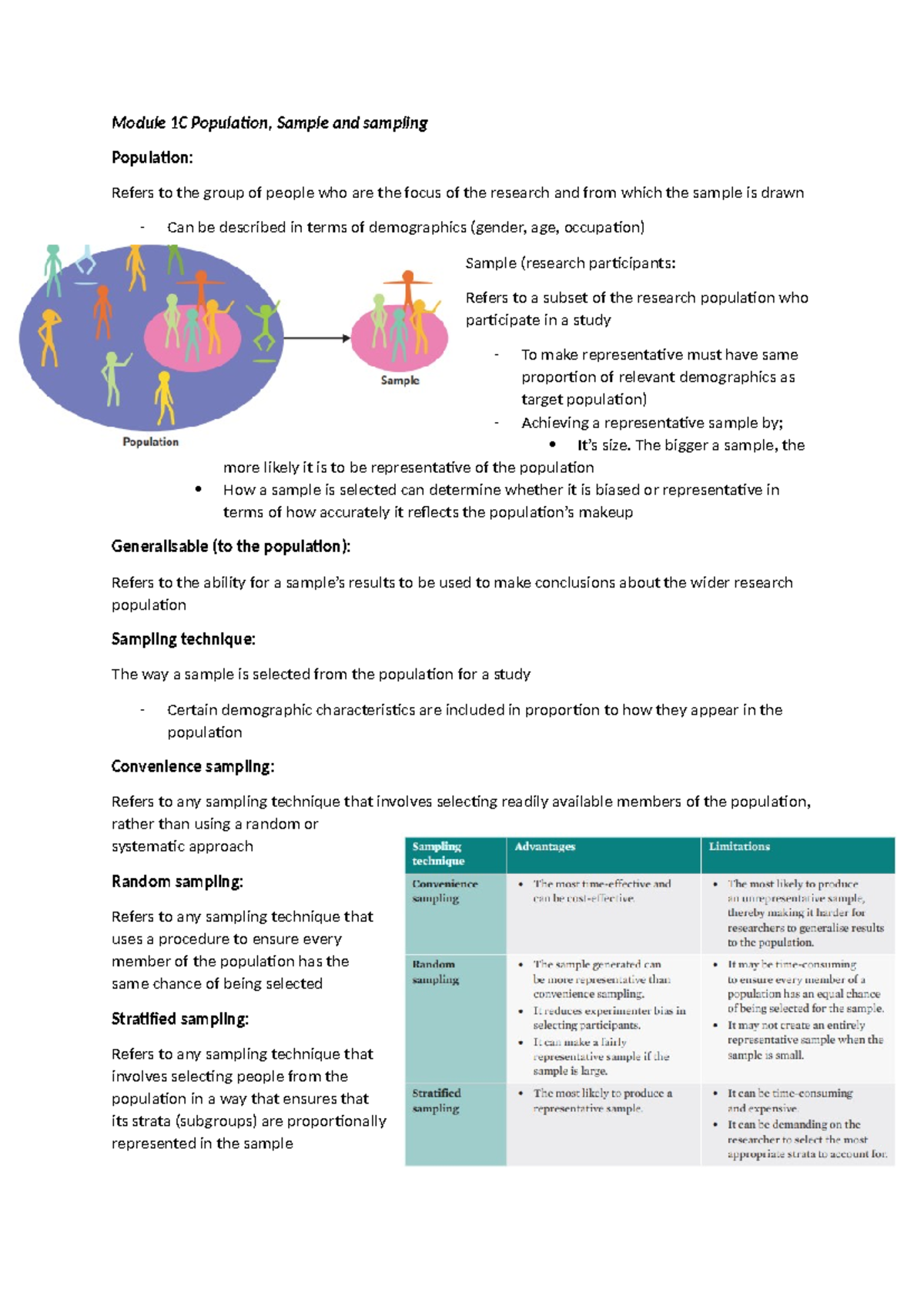 Module 1C Population, sample and sampling - Module 1C Population ...