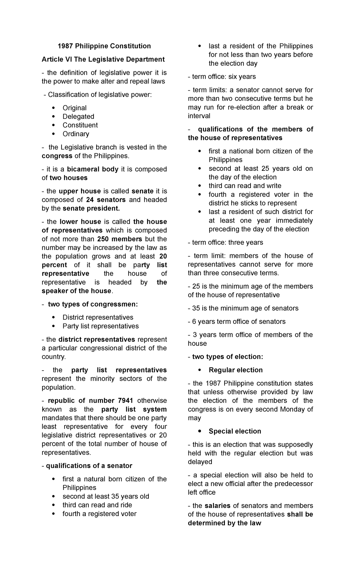 1987 Philippine Constitution - 1987 Philippine Constitution Article VI ...