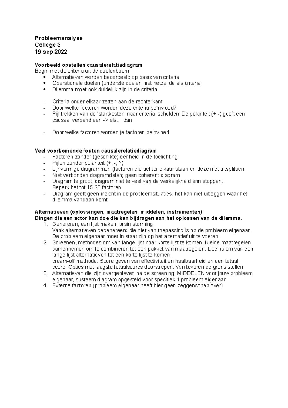 College 3 - TB probleemanalyse C3 - Probleemanalyse College 3 19 sep ...