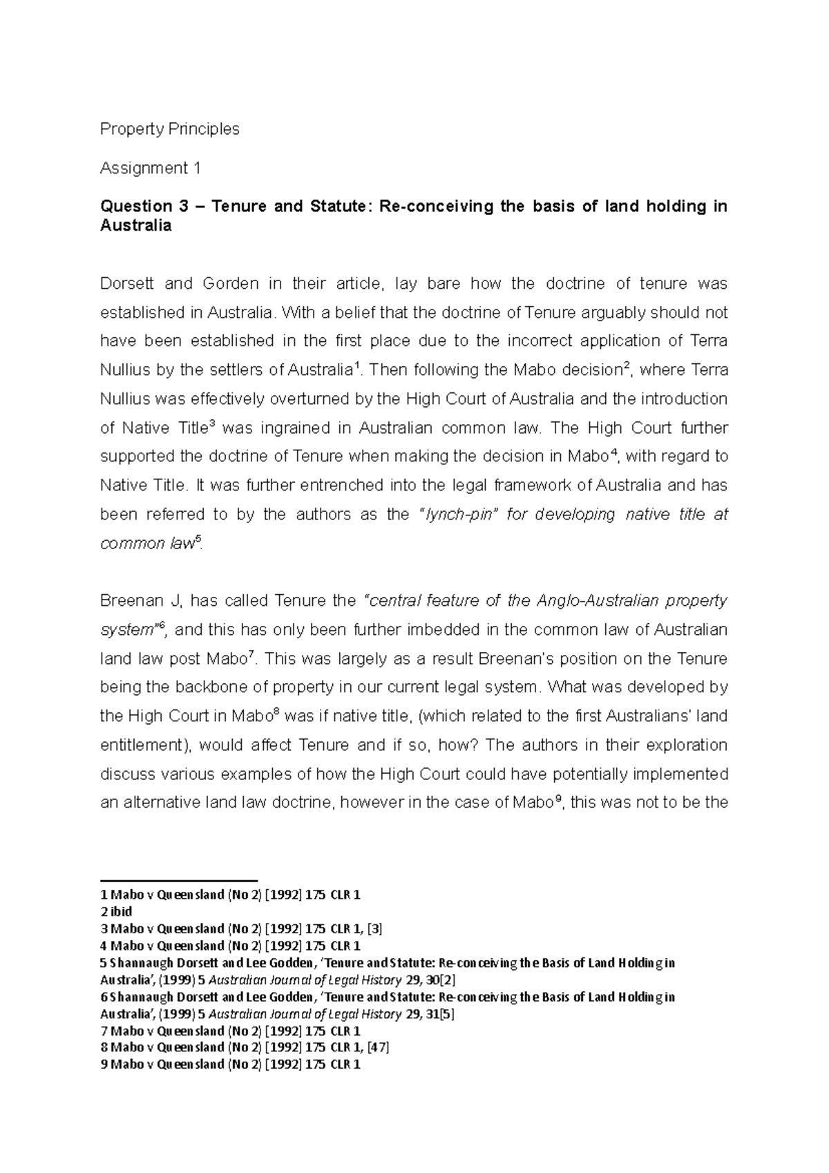 Assignment Submission - Property Principles Assignment 1 Question 3 ...