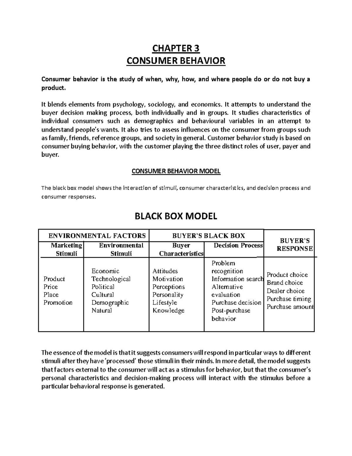 BSc HS Sem V Hopitality Marketing Mgt - CHAPTER 3 CONSUMER BEHAVIOR ...