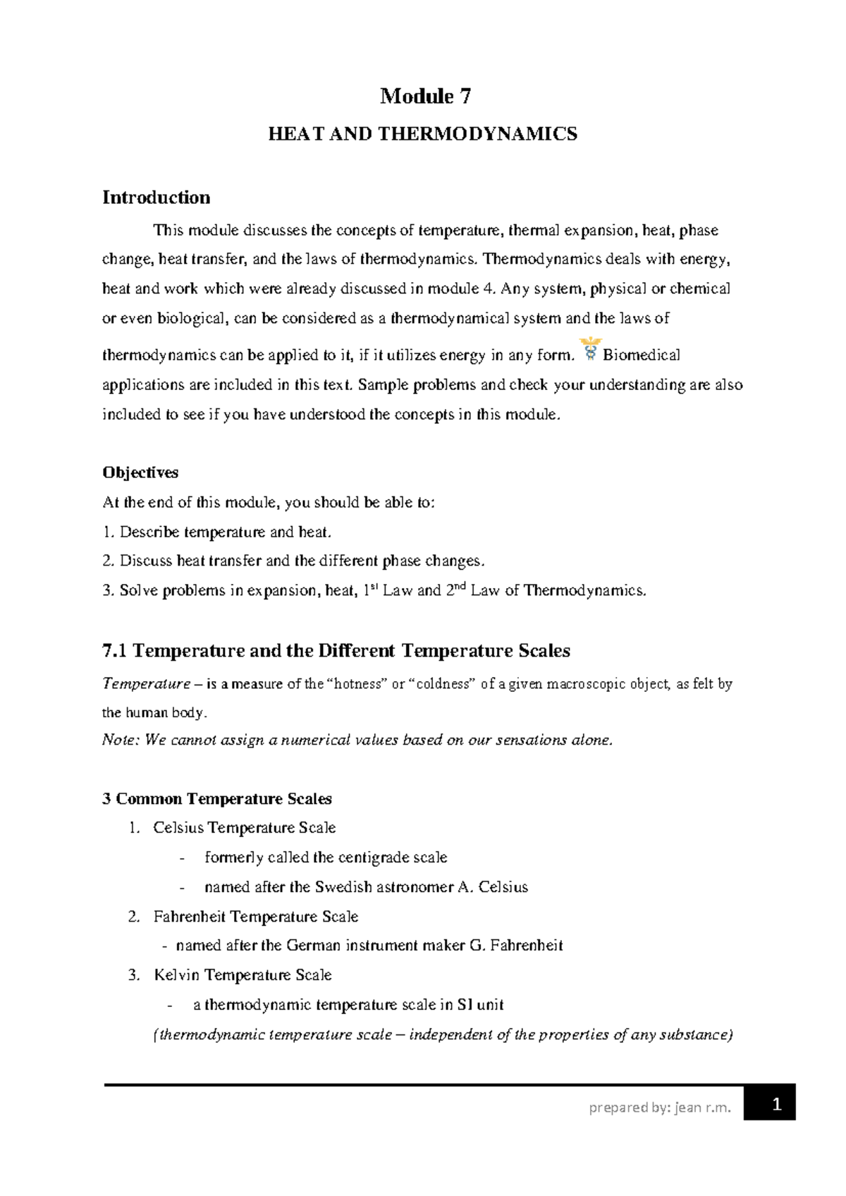 Phy Sci 02 Heat and Thermodynamics - Module 7 HEAT AND THERMODYNAMICS ...