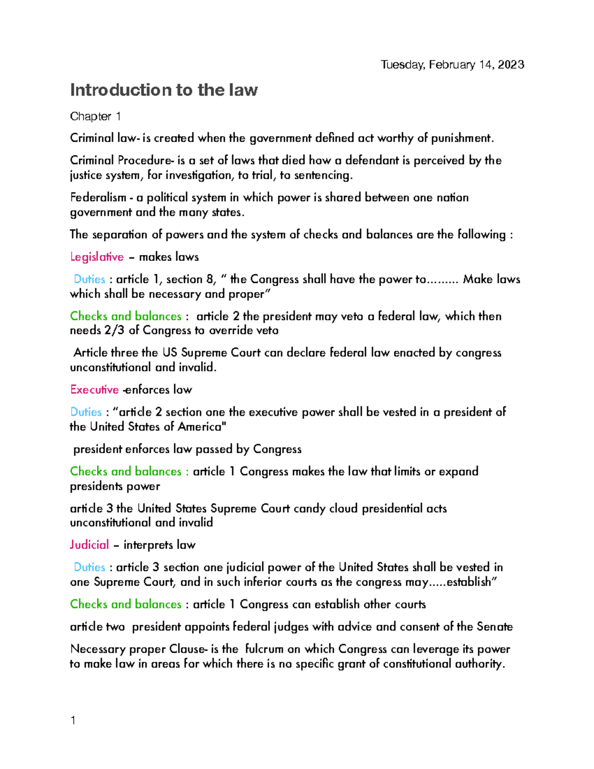 Criminal law and procedure chapter 1 - Introduction to the law Chapter ...