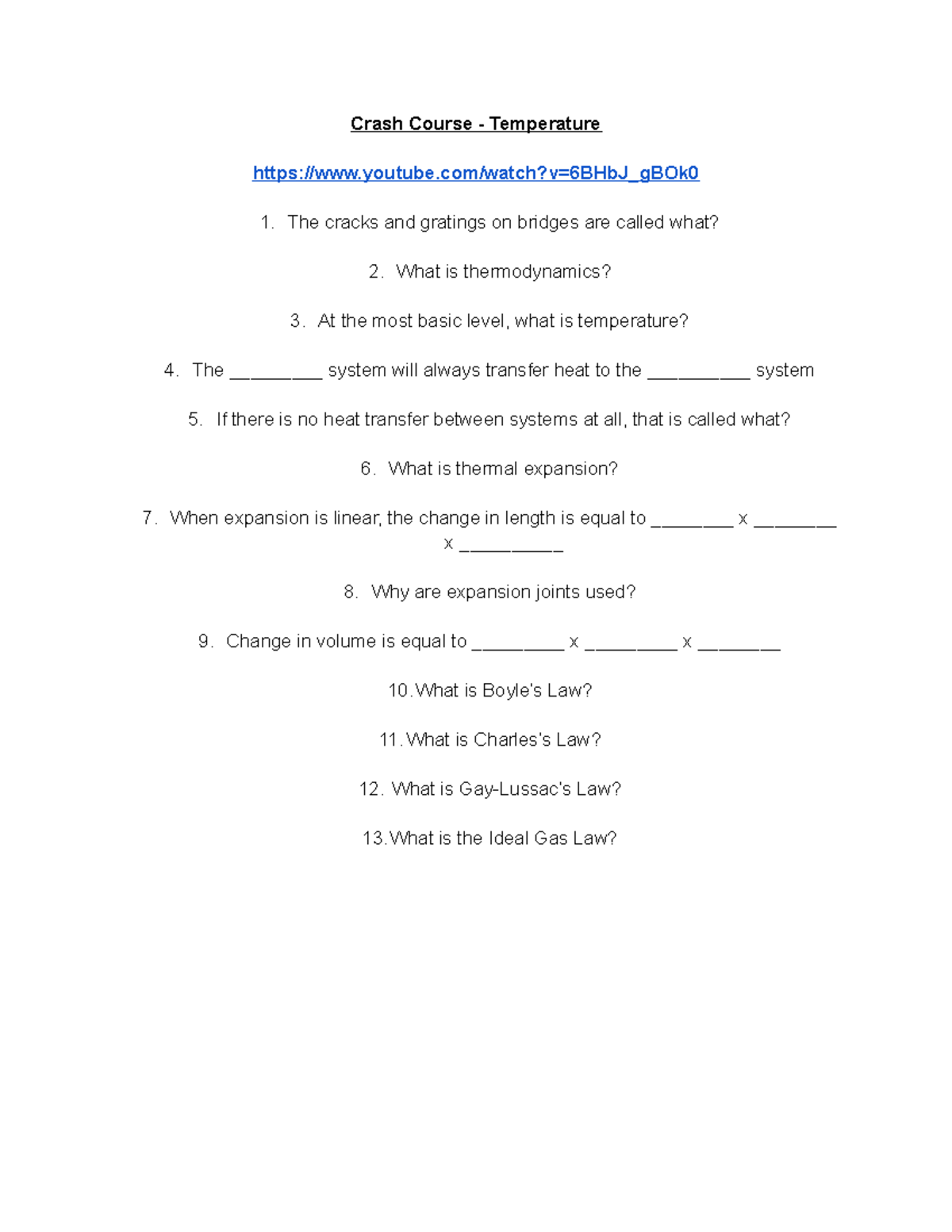 Crash Course - Temperature - Crash Course - Temperature youtube/watch?v ...