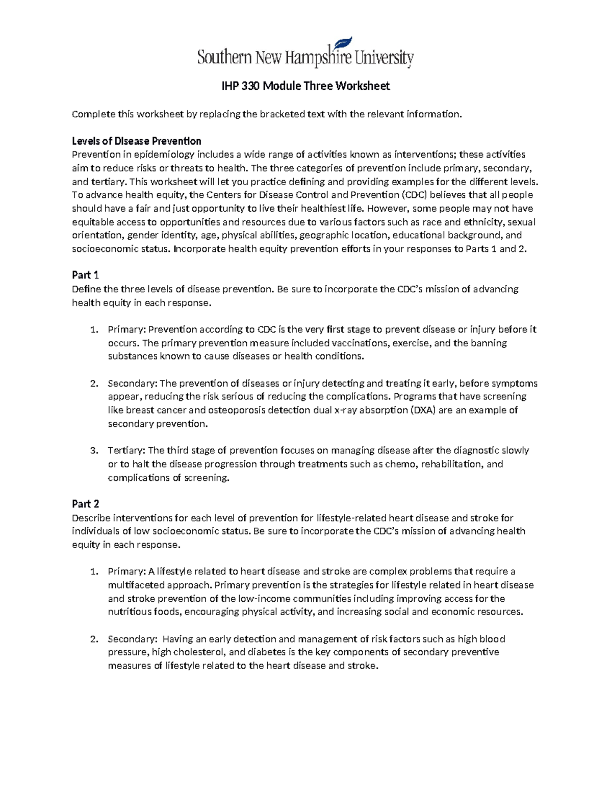 IHP 330 Module Three Worksheet trixie - IHP 330 Module Three Worksheet ...