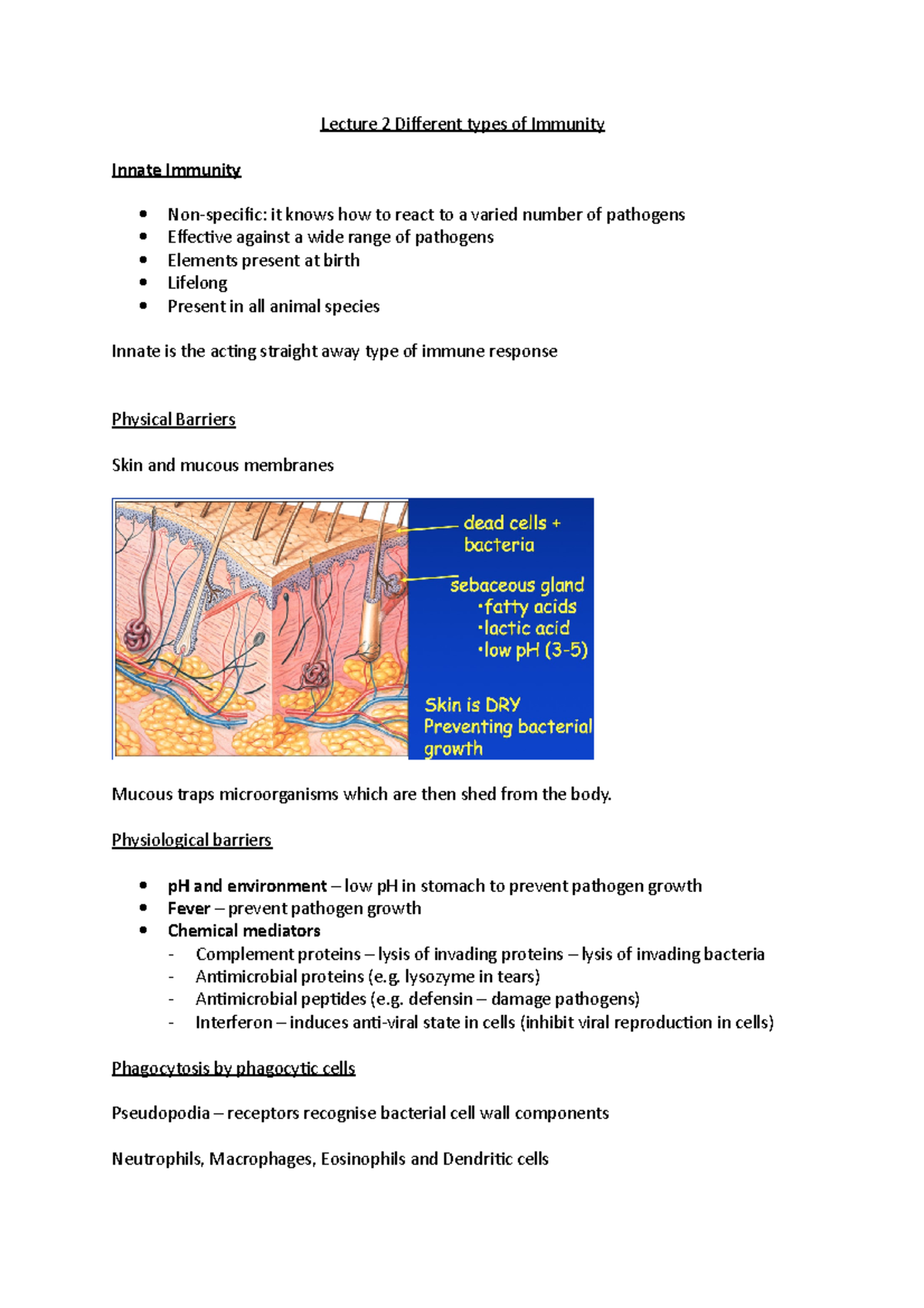 Lecture 2 Introduction To The Immune System Lecture 2 Different Types