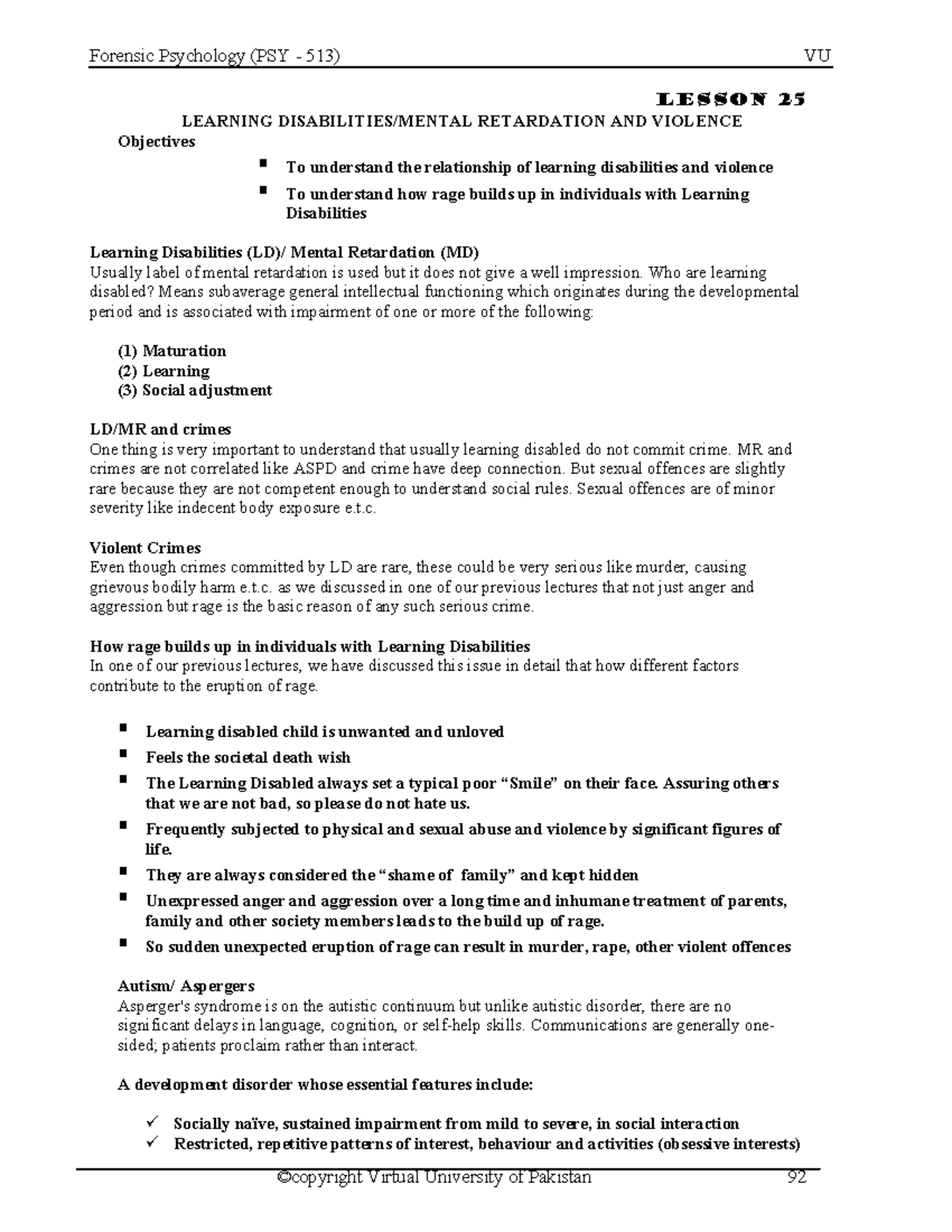 Lesson 25 - Criminal Brain Research - Forensic Psychology (PSY - 513 ...