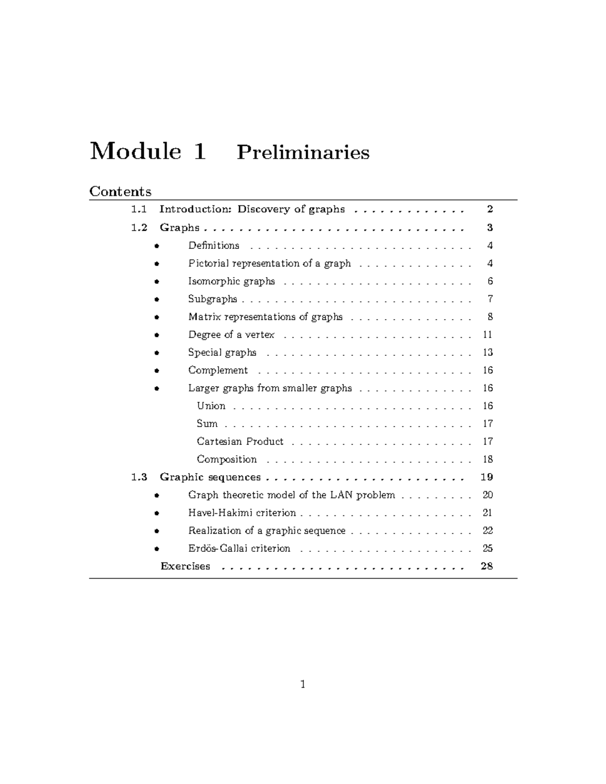 02 Graph Theory Havel Hakimi Erdos Gallai - Module 1 Preliminaries 1 ...