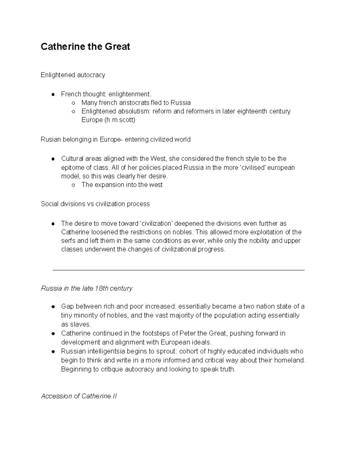 W5 Catherine the Great - Lecture notes 5 - Catherine the Great ...