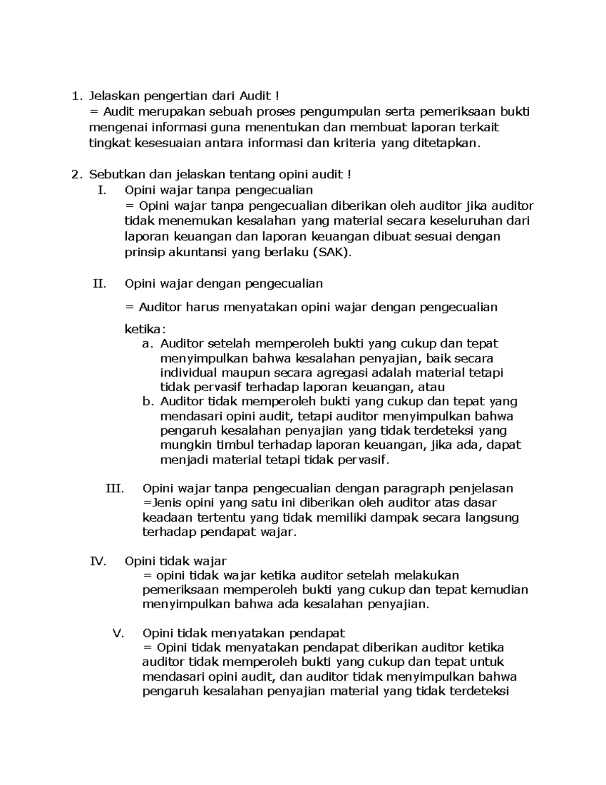 Pengaudtan - pengauditan - Jelaskan pengertian dari Audit! = Audit ...