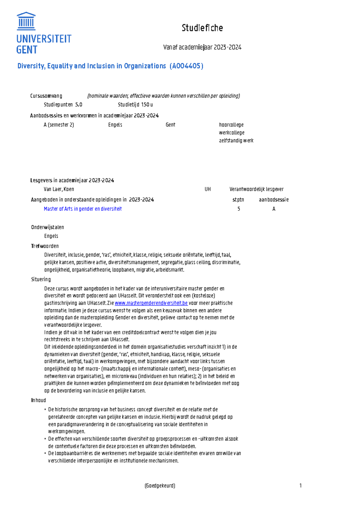 Studiefiche A004405 - Een beschrijving is het geven van een ...