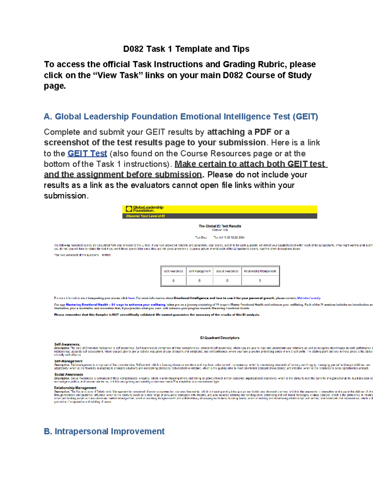 D082 Task 1 passed - D082 Task 1 Template and Tips To access the official Task Instructions and ...