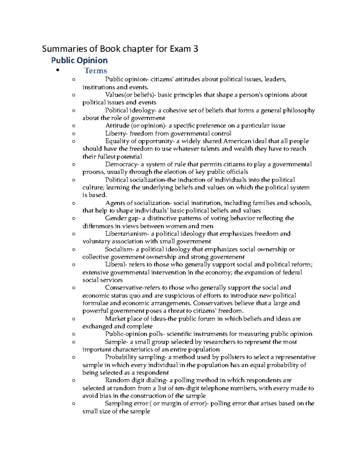 Summaries of Book chapter for Exam 3 Fall 2016 - Summaries of Book ...