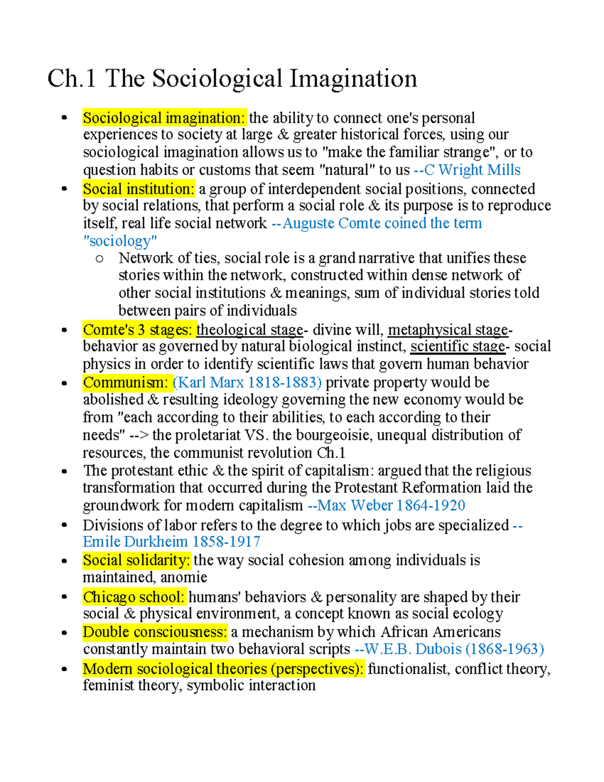 Ch.1 The Sociological Imagination - Sociological imagination: the ...