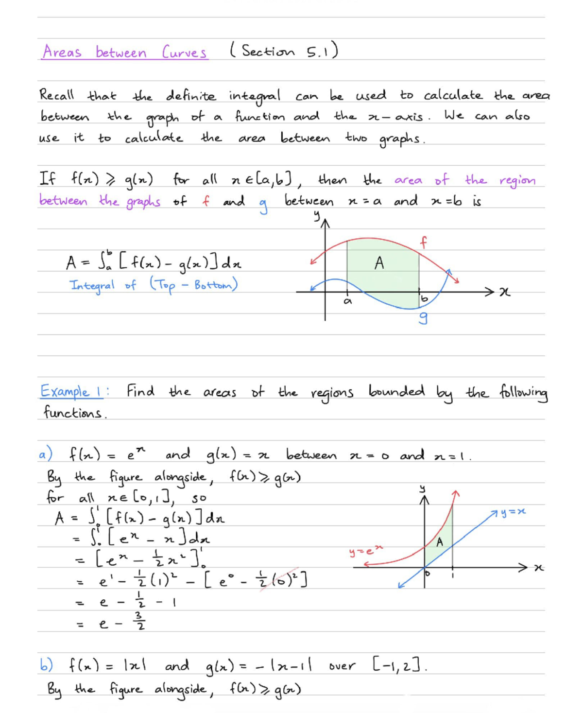 10. Areas between Curves - We can also use it to calculate the area ...