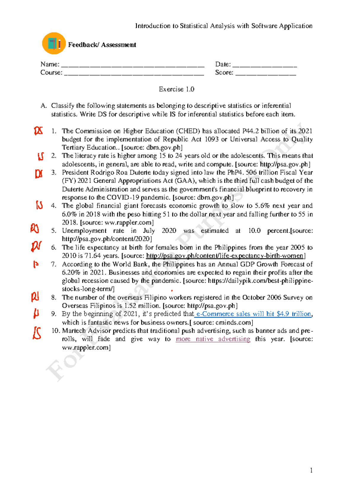 Assignments Unit 1 - Assignment - Introduction to Statistical Analysis ...