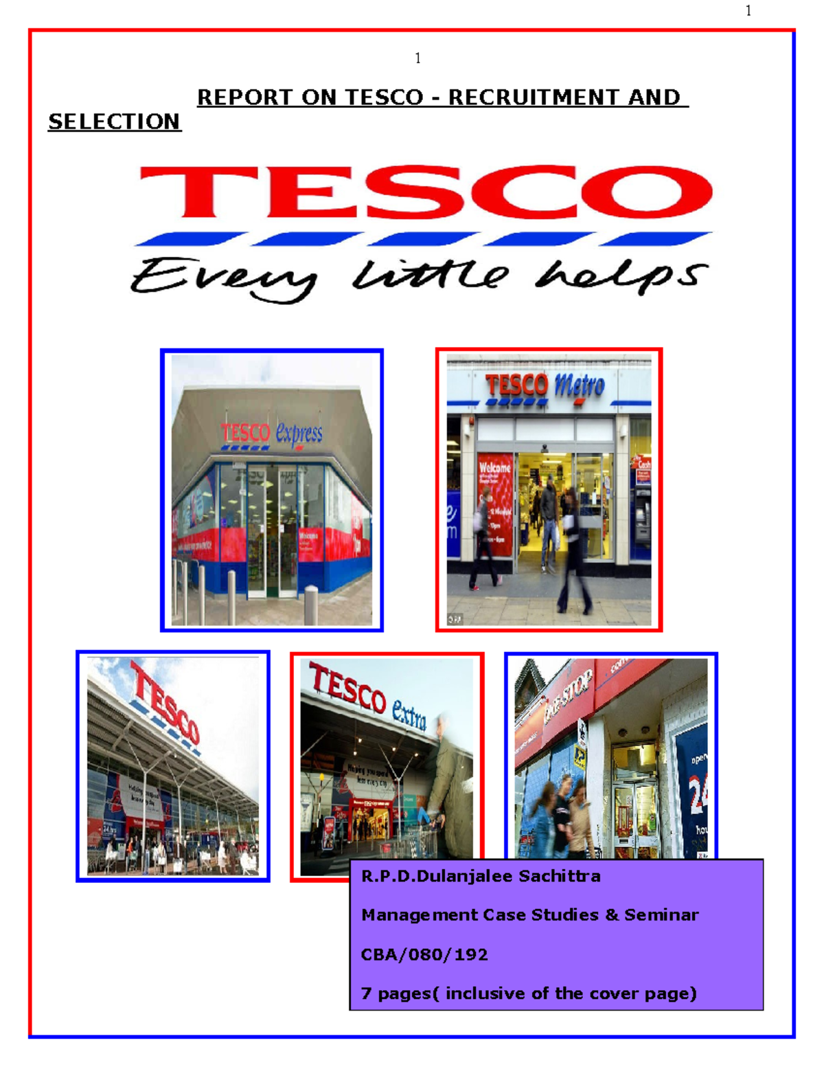 75869975-Case-Study - Summary Business organization - REPORT ON TESCO ...