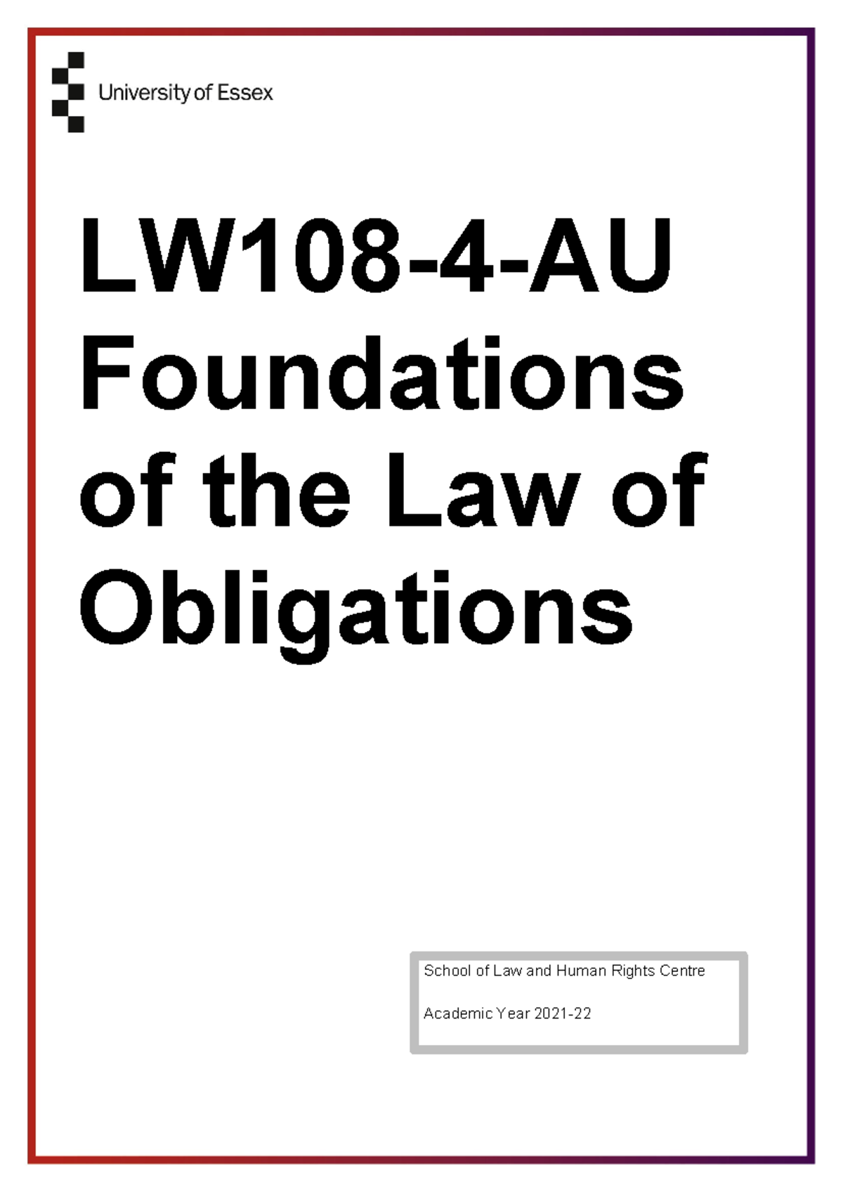LW108-4-AU Module Handbook - School of Law and Human Rights Centre ...