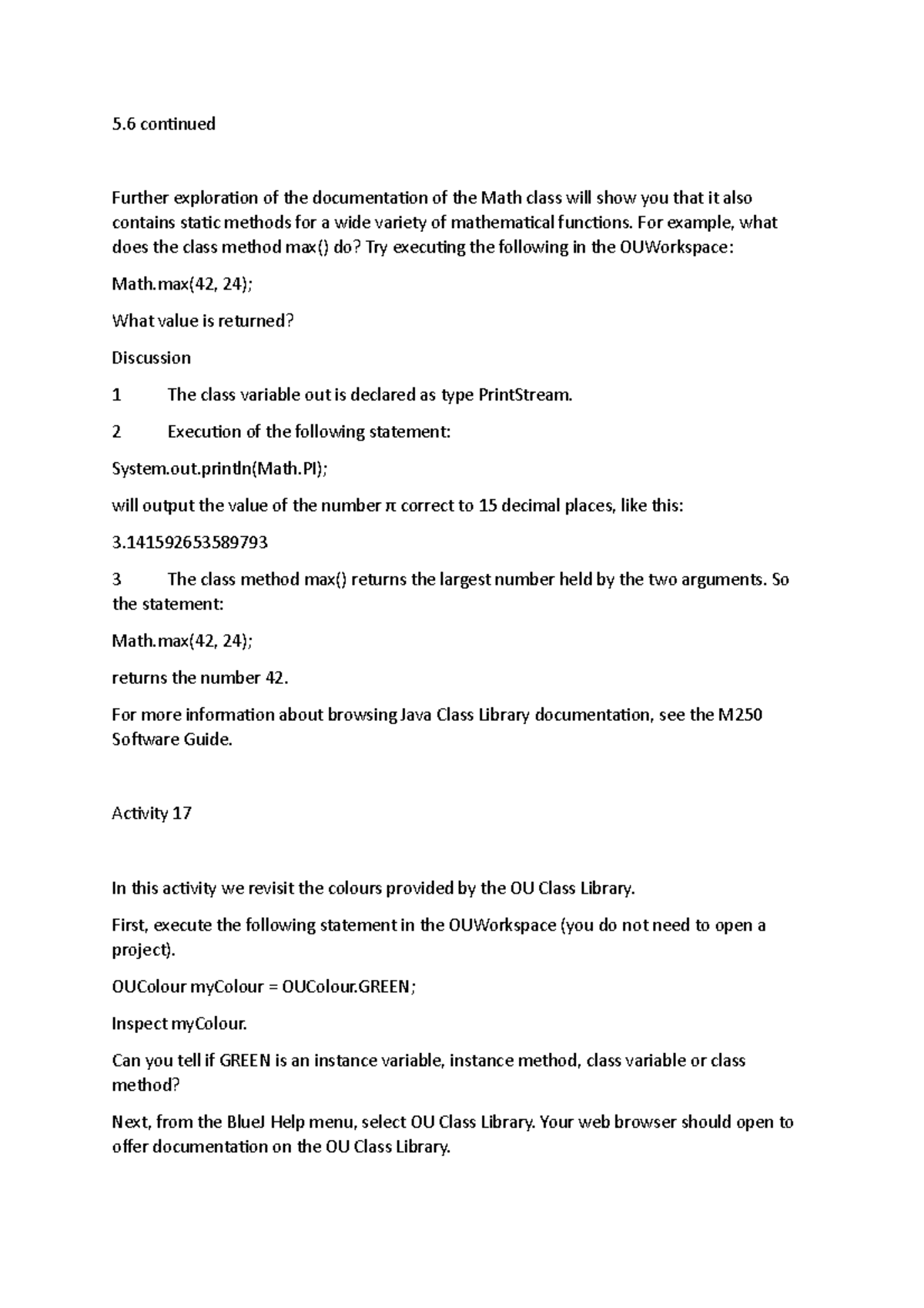 Unit 7 - 5.6 continued - in depth notes from the units in the M250 ...