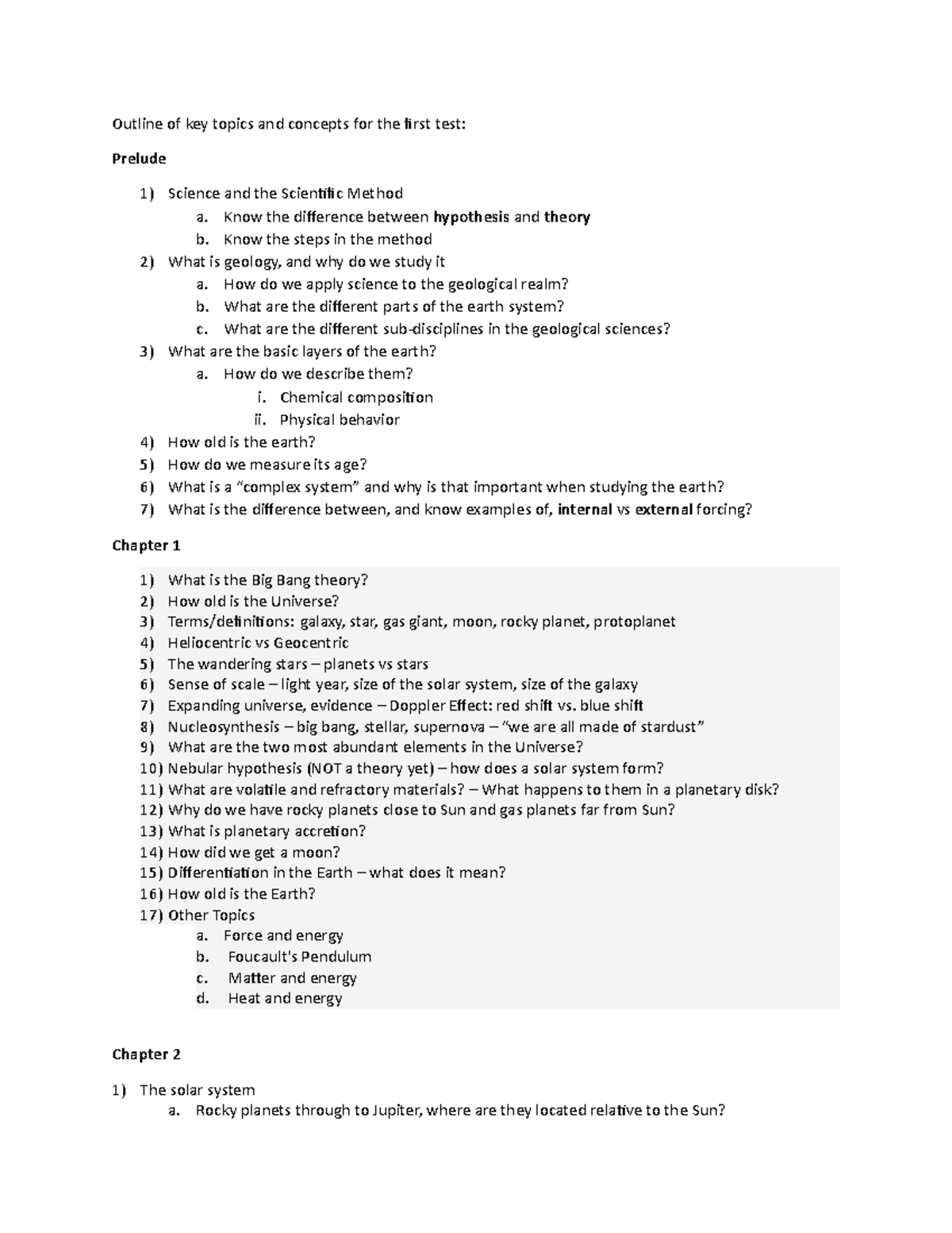Test 1 study guide - Outline of key topics and concepts for the first ...
